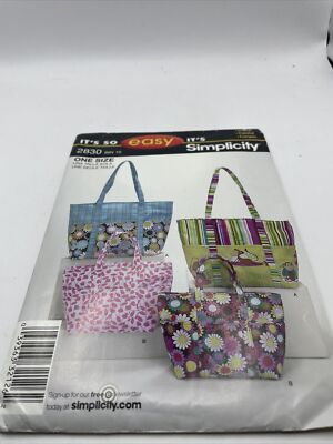 Simplicity 2830 Sew Pattern - Its So Easy - Tote Bags 2 Sizes | eBay