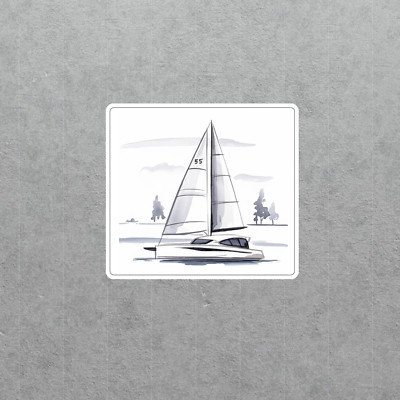 Watercolor Sailboat Sticker - Nautical Decal for Laptops, Water Bottles ...