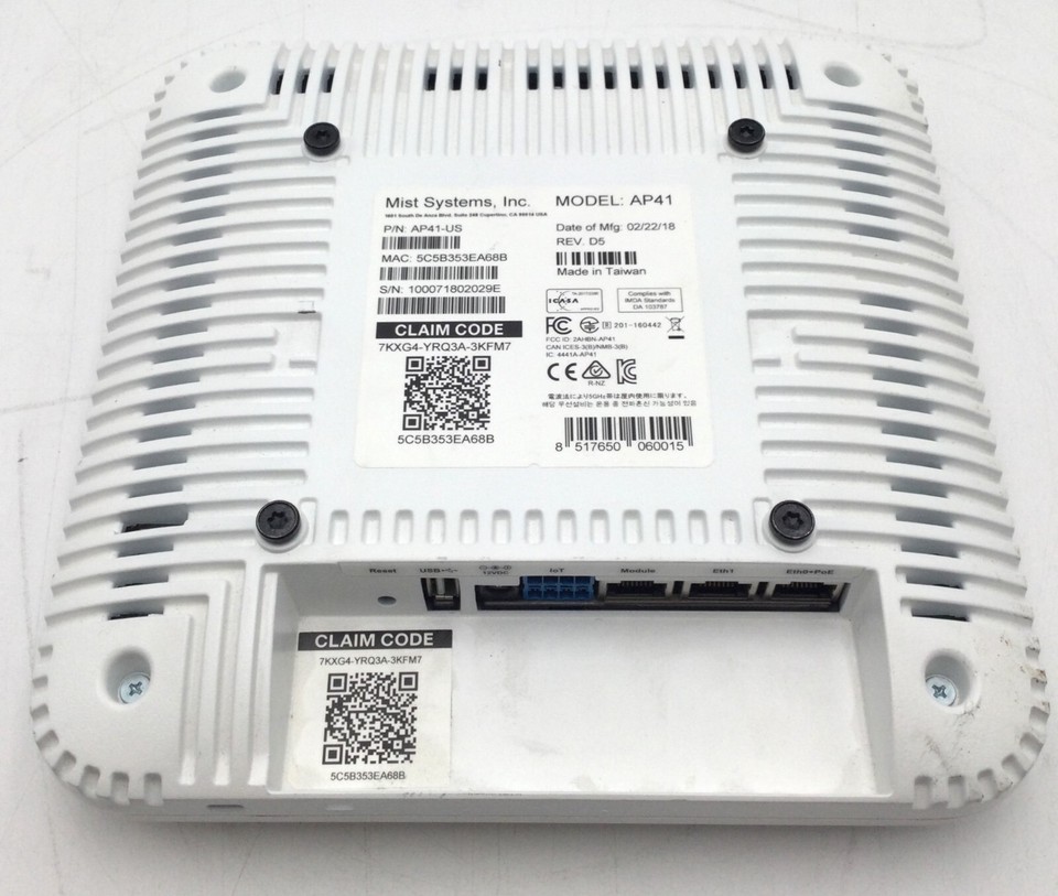 Mist Systems AP41 Internal Antenna Wireless Access Point P/N: AP41-US ...