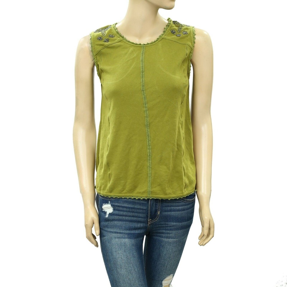 Soft Surroundings Ariana Tank Tunic Top Beaded Embellished Lace Cotton ...