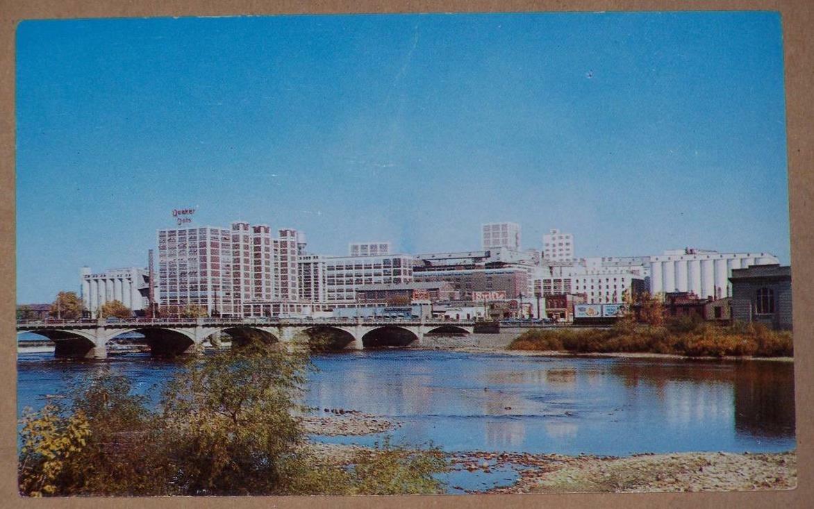 UNUSED 1960'S POSTCARD, QUAKER OATS PLANT, SWIFTS BILLBOARD, CEDAR ...