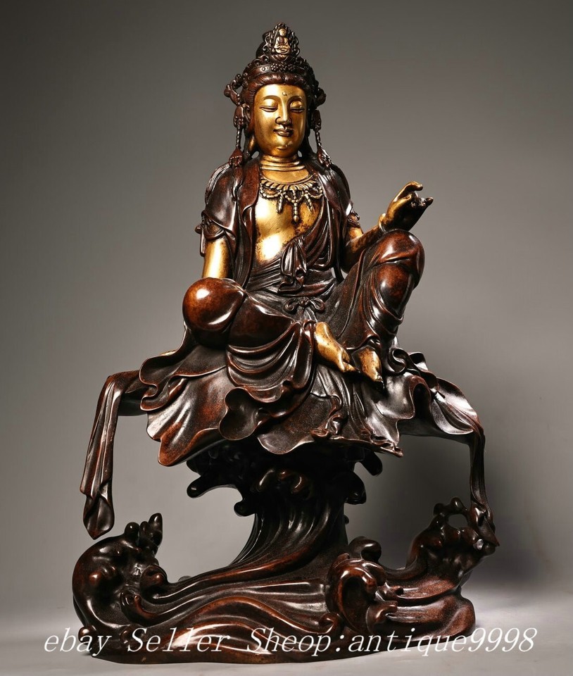 Old Dynasty Purple Bronze Kwan-yin Guan Yin Boddhisattva Goddess Buddha ...