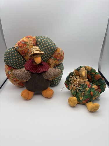 Vtg Thanksgiving Patchwork Quilt Turkey Plush Centerpiece Folk Art ...