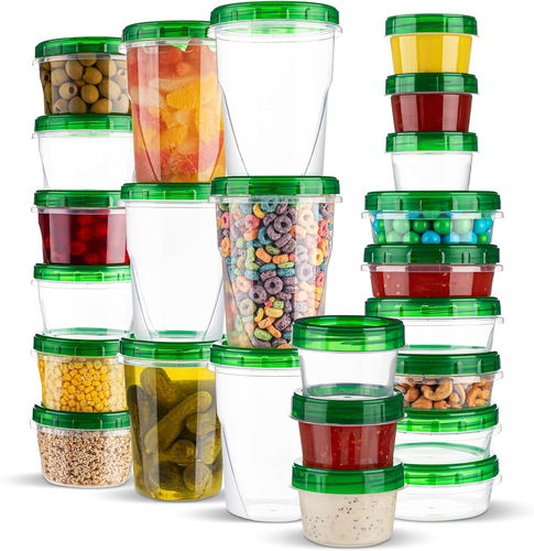 24 Pack Twist Top Containers Assorted Sizes Plastic Food Storage ...