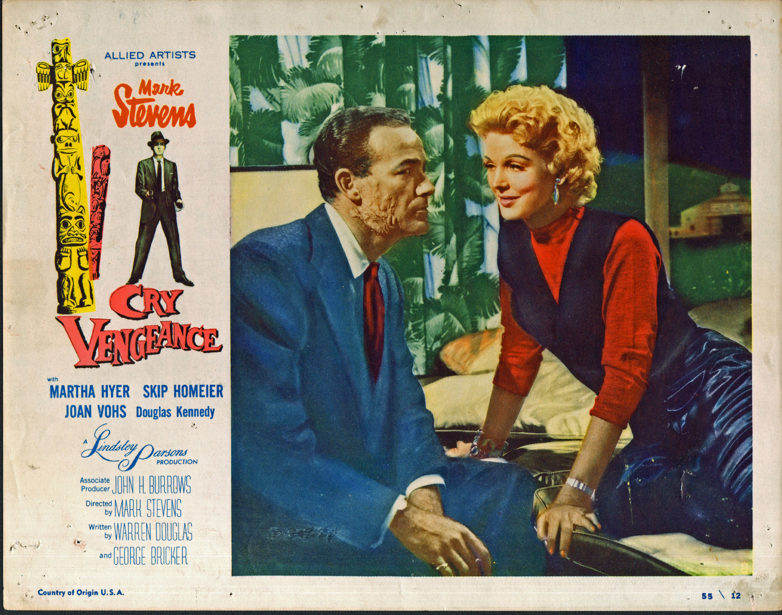 CRY VENGEANCE original 1955 lobby card MARK STEVENS/JOAN VOHS 11x14 ...