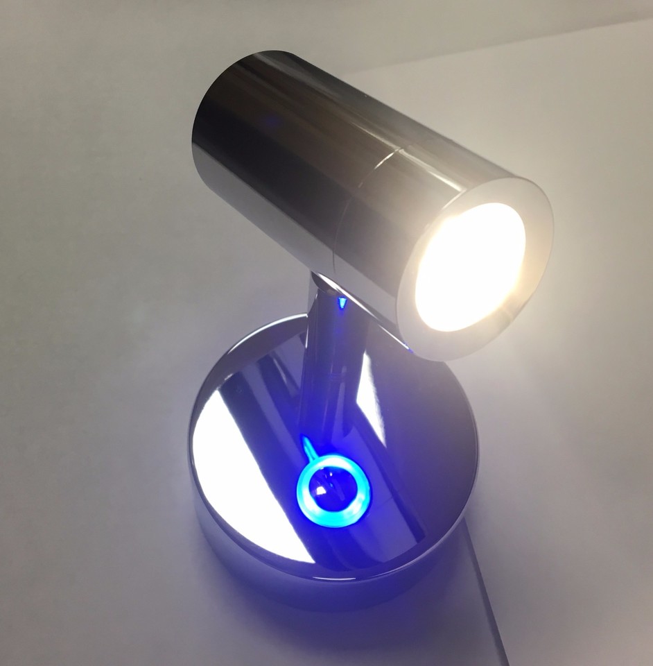 RV Marine 12V LED Chrome Directional Reading Light with Blue Backlit ...