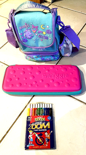 Smiggle Insulated Lunch Bag Box With Bag Strap Pencil Case & Glitter ...