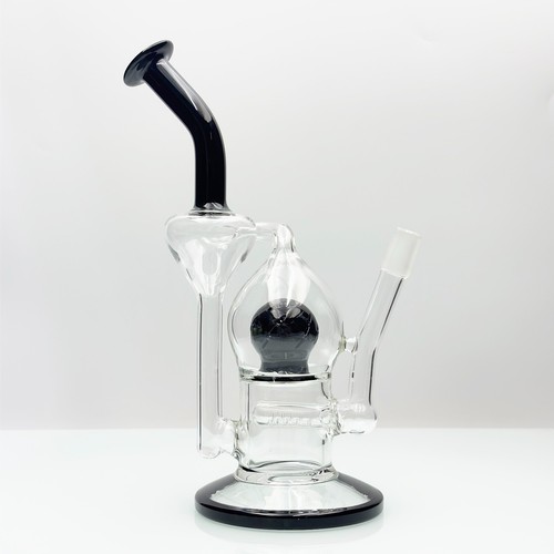 9" Black Lump Glass Bong Water Pipe Handmade Recycler Smoking with 14mm ...
