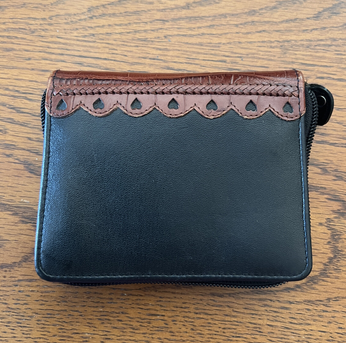 Brighton Wallet Phone Organizer Zip Around Black Leather Heart Brown ...