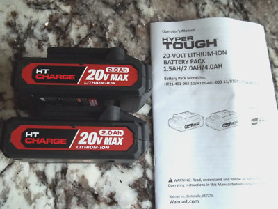 (2) NEW Genuine Hyper Tough 20V Max 2.0Ah 20Volt Lithium-Ion Batteries ...