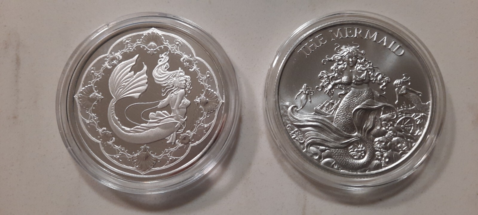 MERMAID 2-FER - 1 ROUND, 1 COIN... .999 FINE SILVER, LITTLE, OCEAN ...
