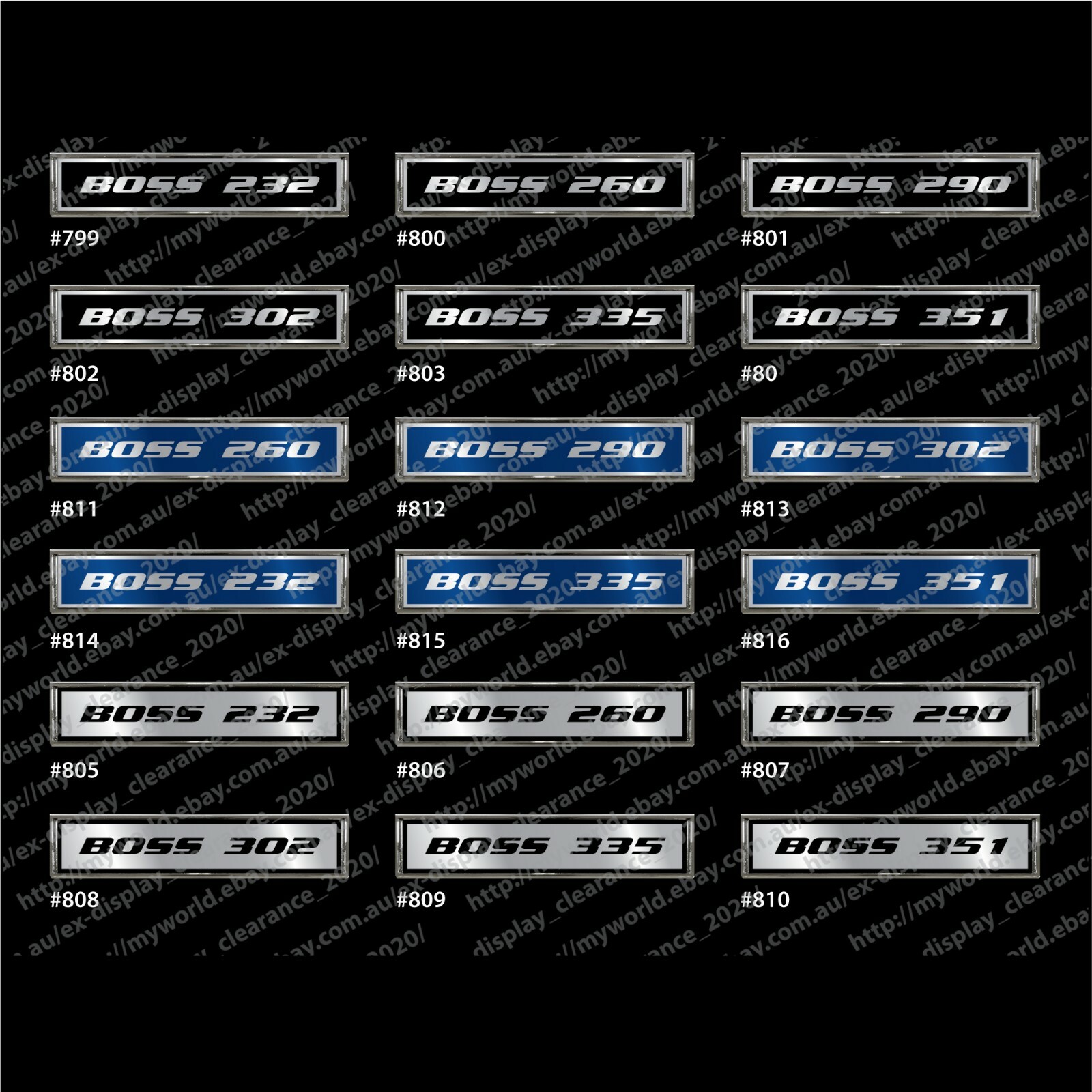 #799 - #816 SUIT FORD BOSS 260 - 290 - 351 - 302 ENTHUSIAST DASH ...