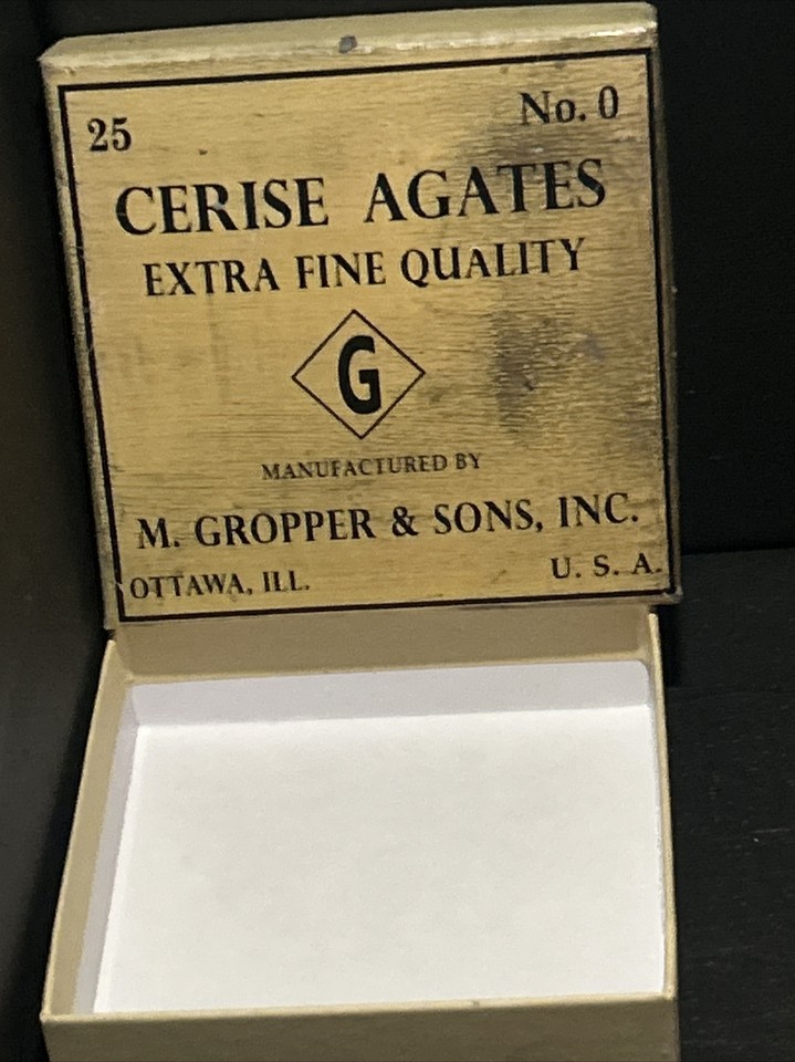 Peltier Glass Company Cerise Agates marbles presentation gift box for ...