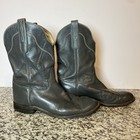 Vtg Tony Lama Mens 9.5D Blk Label George Strait Gray Leather Roper ...