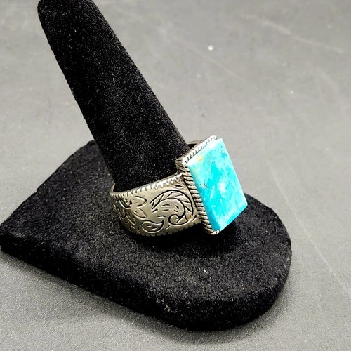 BARSE 925 Sterling Silver Vintage Large Turquoise Gemstone Ornate Ring ...