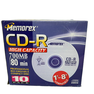 Memorex CD-R Recordable Compact Disc High Capacity 10 Pack 700MB 80 ...