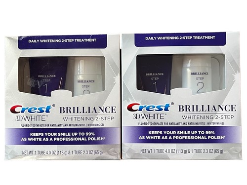 Crest 3D White Brilliance Daily Whitening 2-Step Treatment Exp 6/2025 ...