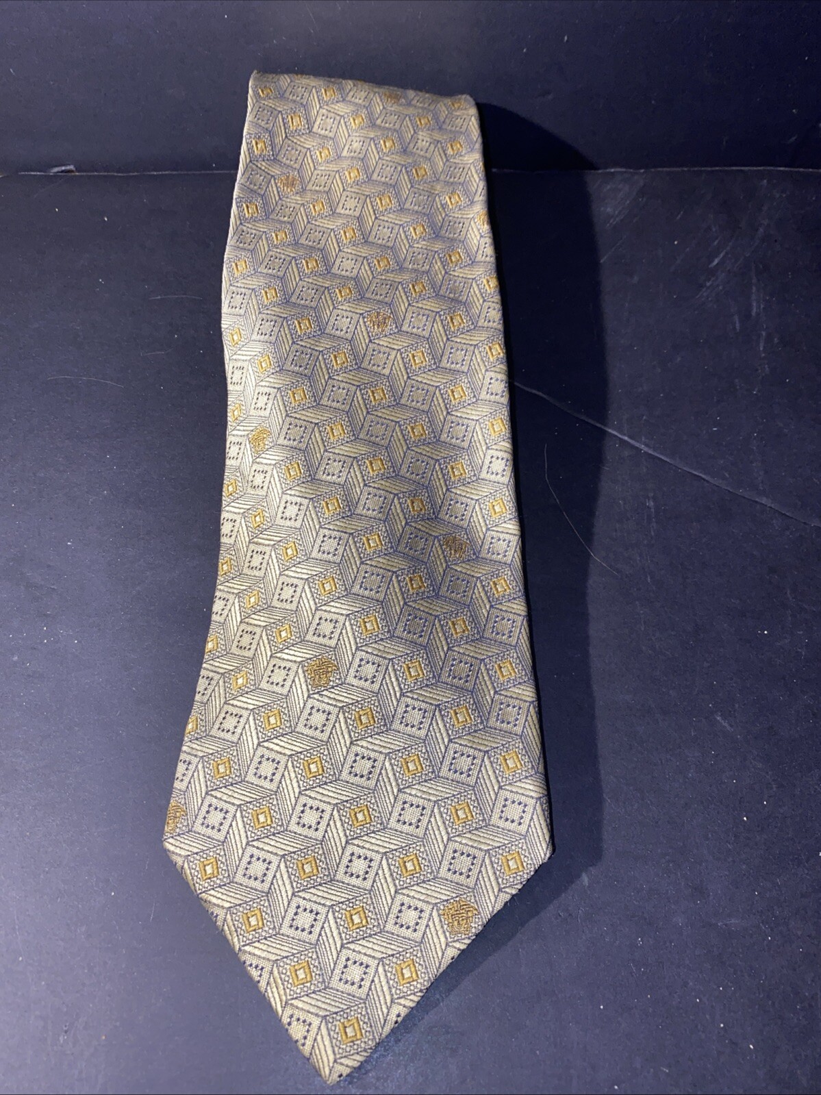 Versace Neck Tie Gold Abstract Classic Designer - Gem