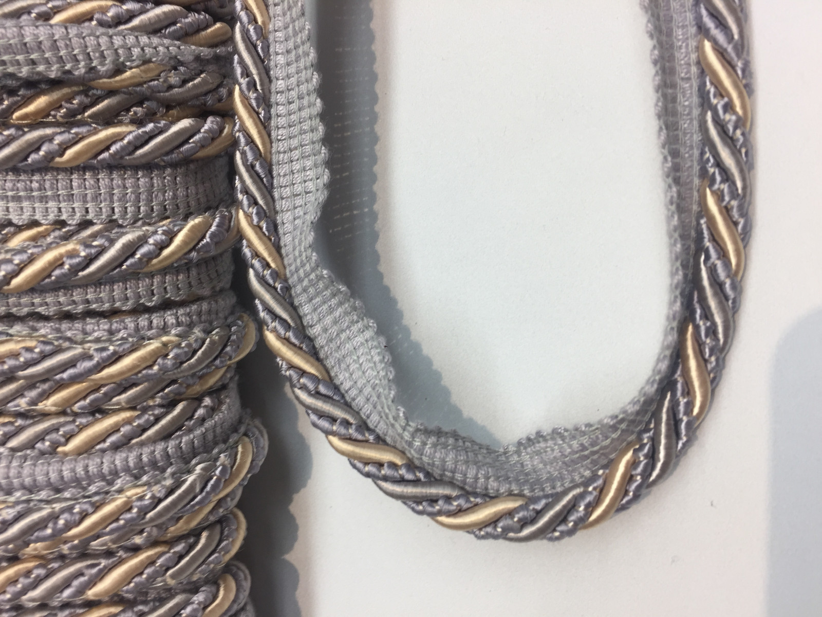 Light Blue with Beige Trim Rope with Gimp Upholstery By The Yard | eBay