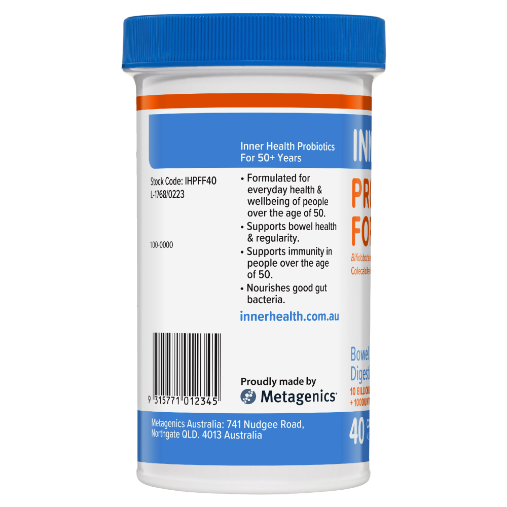 Inner Health Probiotics for 50+ Years 40 Capsules Bowel Gut Digestive ...