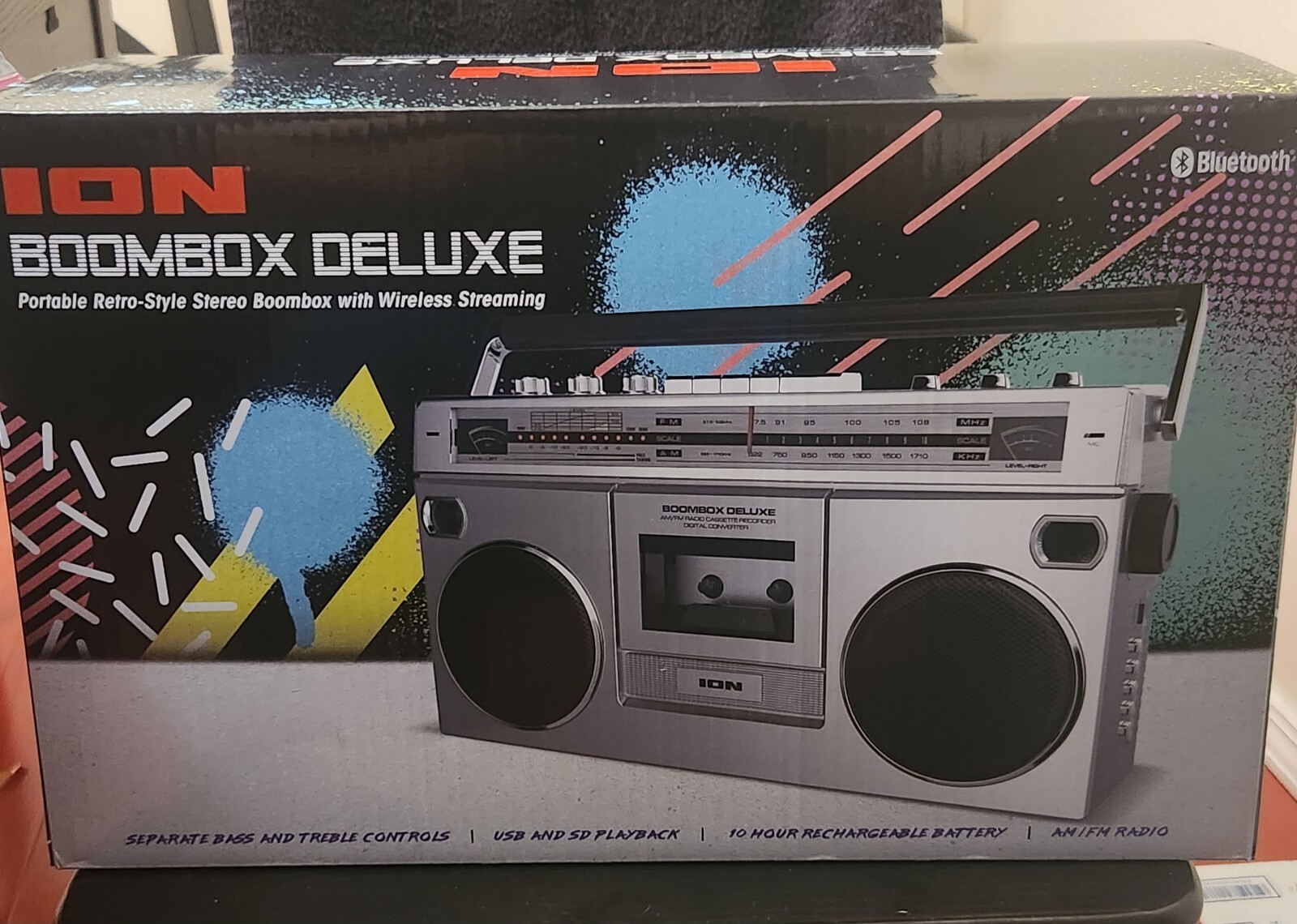 ION+Audio+Boombox+Deluxe+Retro+AM%2FFM+Radio+Bluetooth+Cassette+Player ...