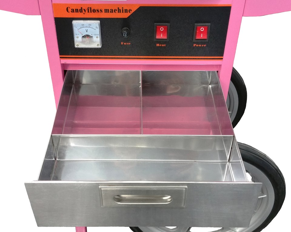 Electric Commercial Cotton Candy Machine / Floss Maker Pink Cart Stand ...