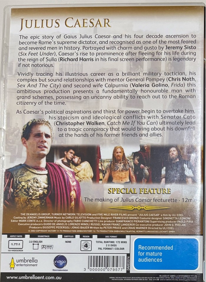 JULIUS CAESAR (2003 Mini Series) 2 x DVD Christopher Walken 2002 Exc Cond! | eBay