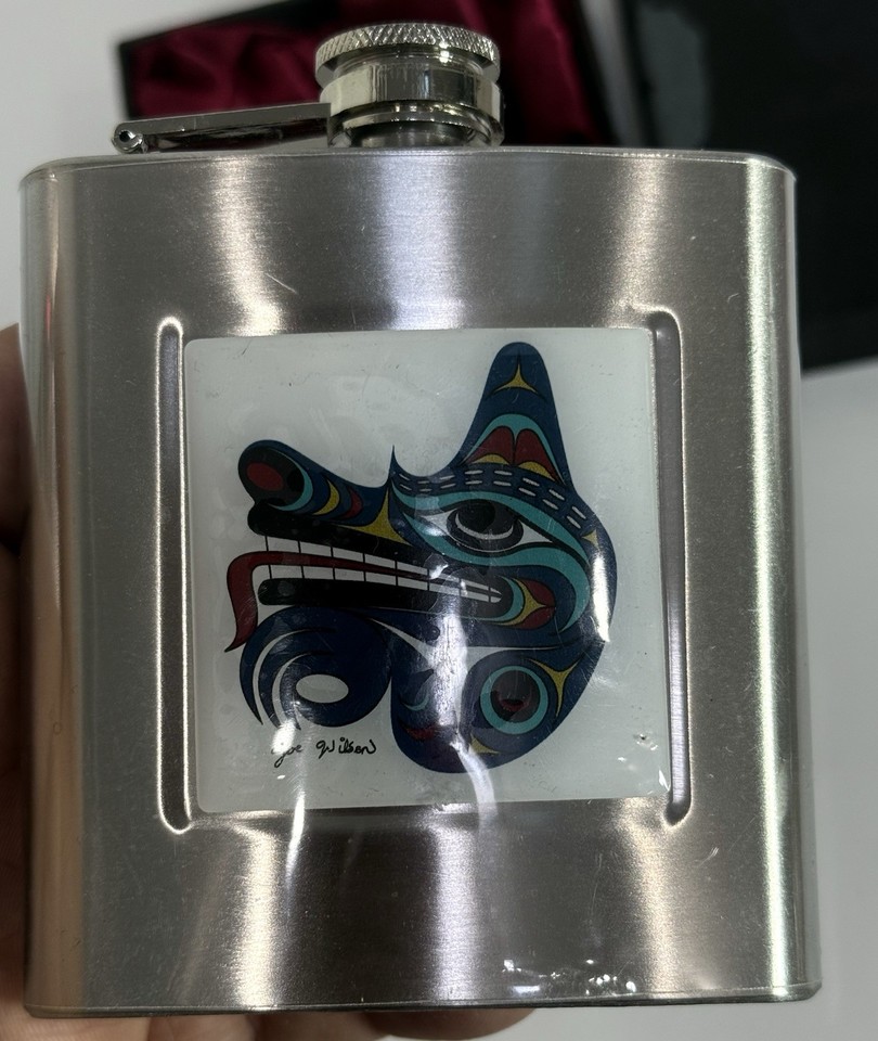 Joe Wilson Wolf Salish Stainless Steel Hip Flask | eBay