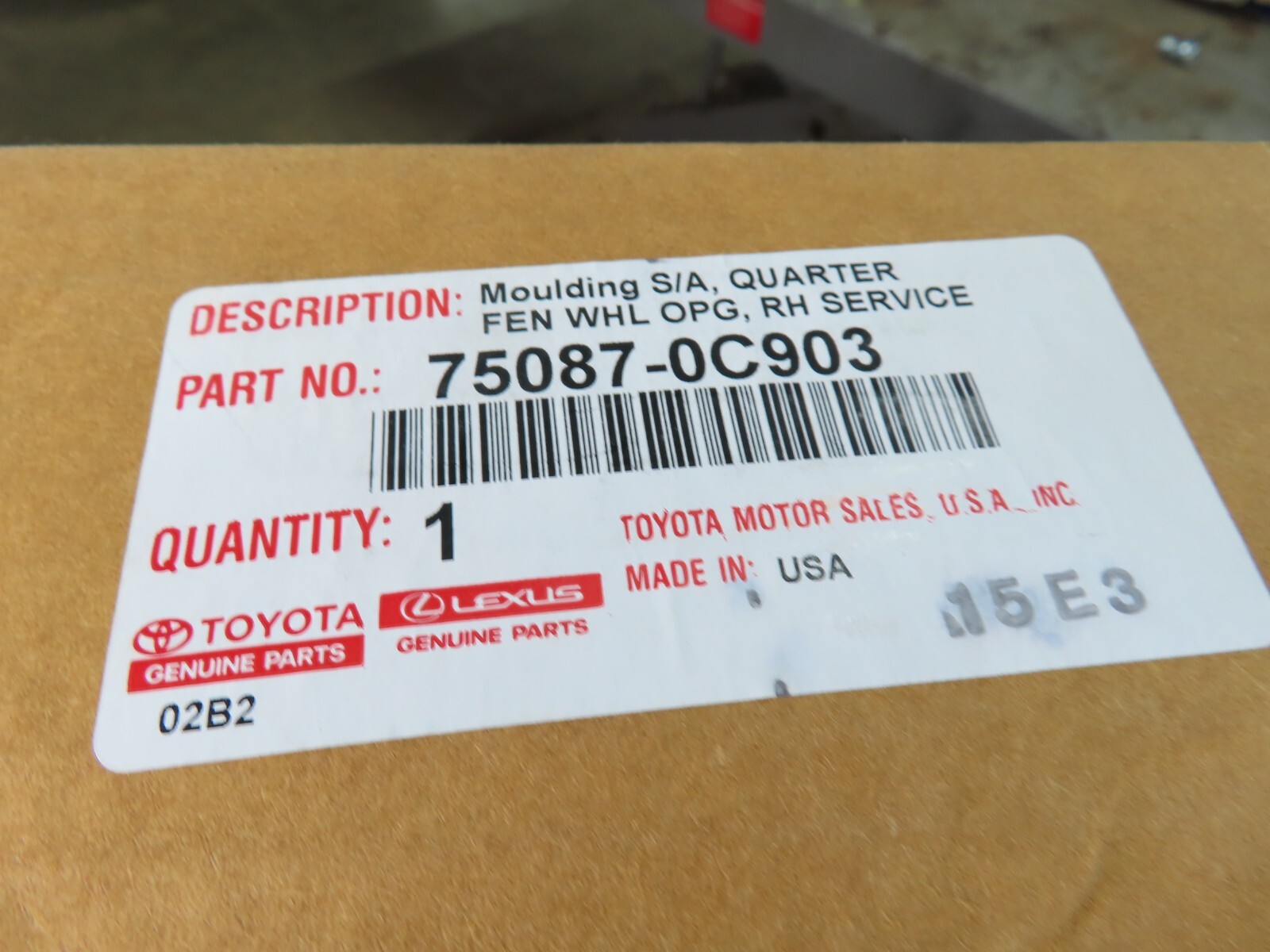 Toyota 75087-0C903 Wheel Well Opening Fender Flare Trim Right RH Rear ...