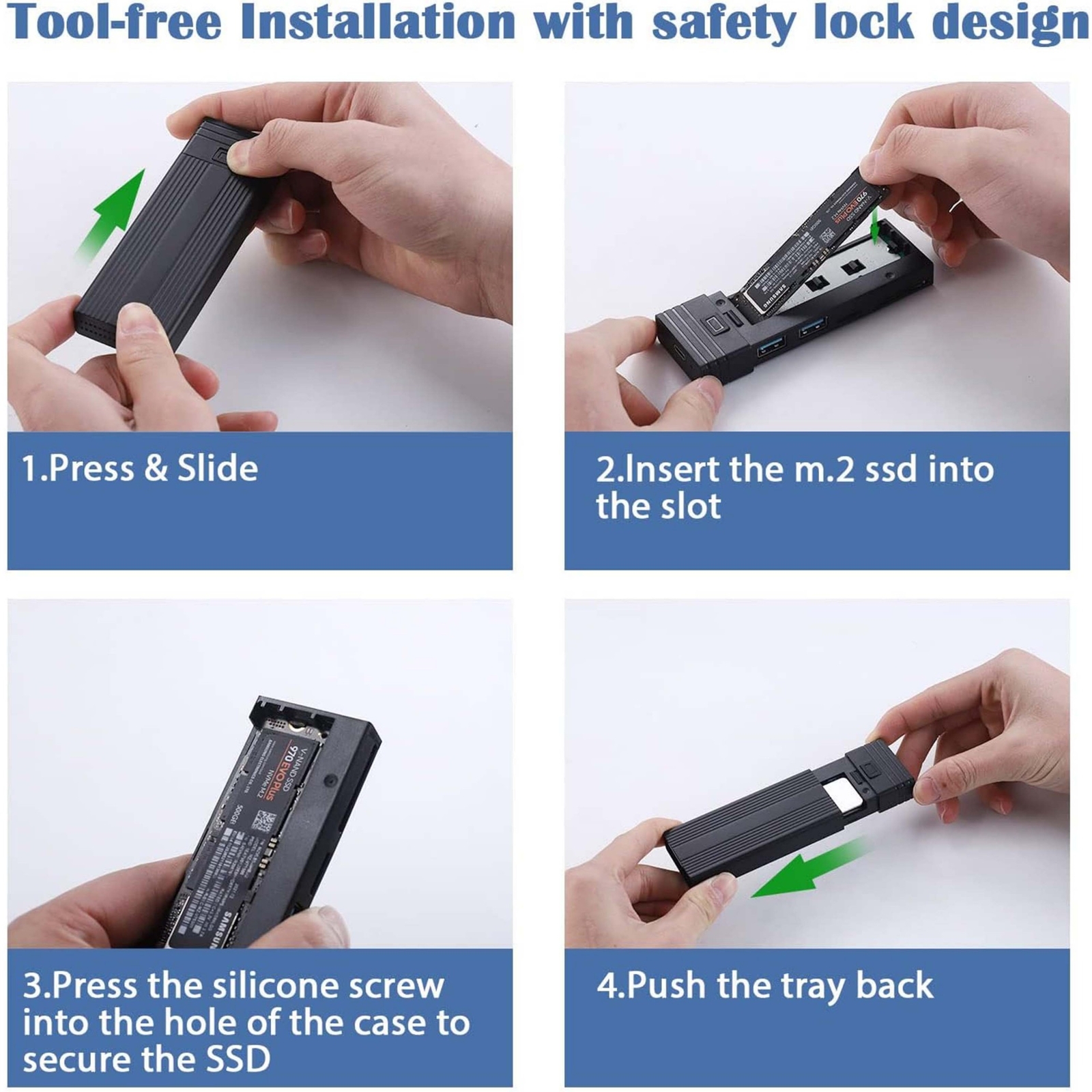 Hub USB 5IN1 With Caddy Enclosure 240GB M.2 SATA Nvme Pcie 2280 Player ...