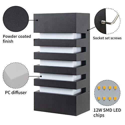 Outdoor Wall Light 12W LED Modern Wall Sconce Lamp Exterior Wall-Moun ...