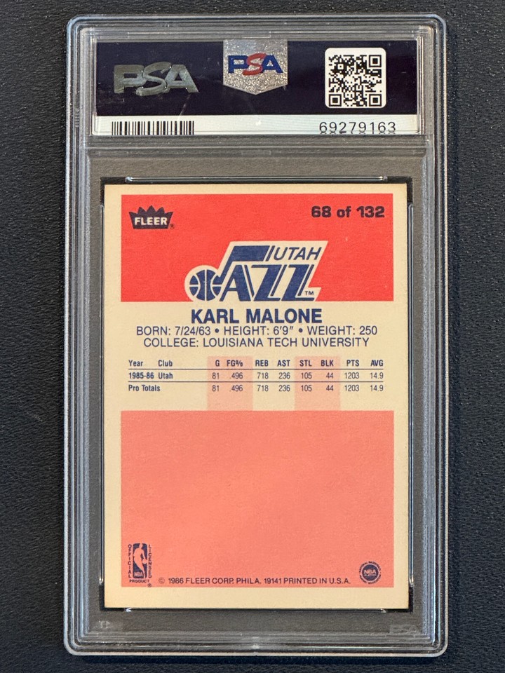 1986-87 Fleer Karl Malone Rookie Card RC #68 🏀 HOF Graded PSA 5 EX 🔥 ...