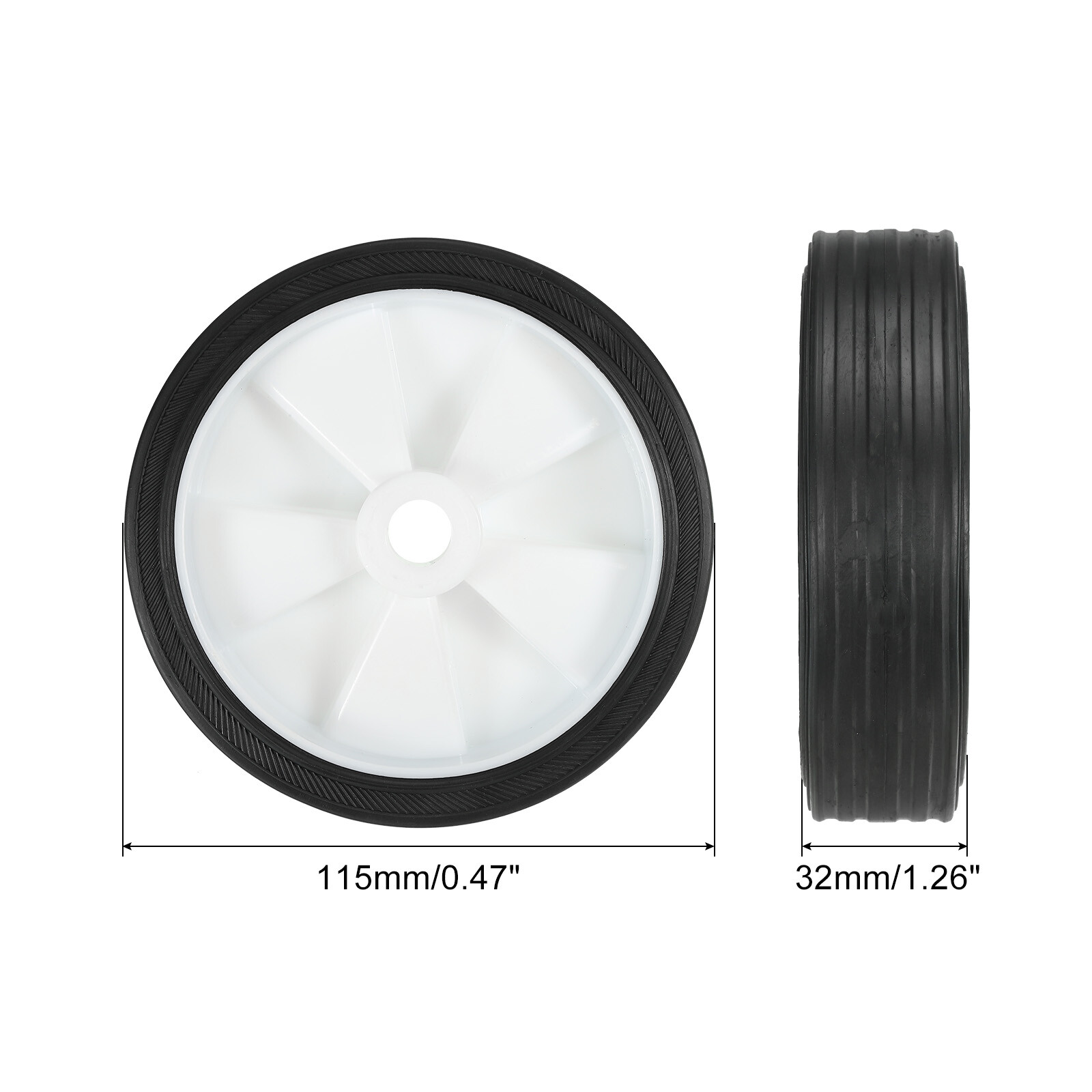 4.5" 2 Pcs Universal Air Compressor Wheel with 0.5" Hole, White, Black ...
