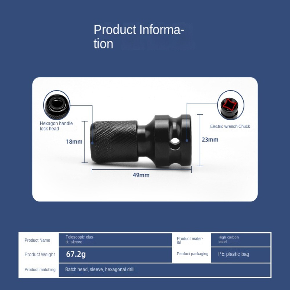 1/2 inch Square Drive to 1/4 inch Hex Hexagonal Shank Coupling Impact ...