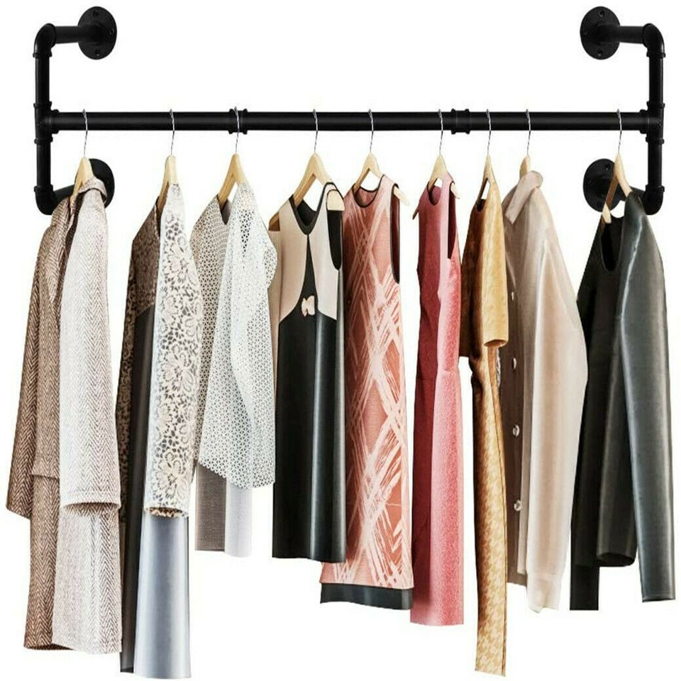 Industrial Pipe Clothing Rack Heavy Duty Wall Mounted Adjustable 90/135 ...