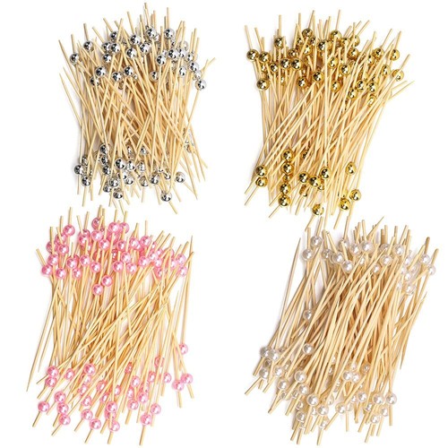 Bar Party Wedding Snack Fork Wooden Toothpick Fruit Picks Pearl ...