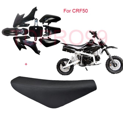 Pit Dirt Bike Black PLASTICS Kit + SEAT CRF50 50cc 110cc 125cc Atomik ...