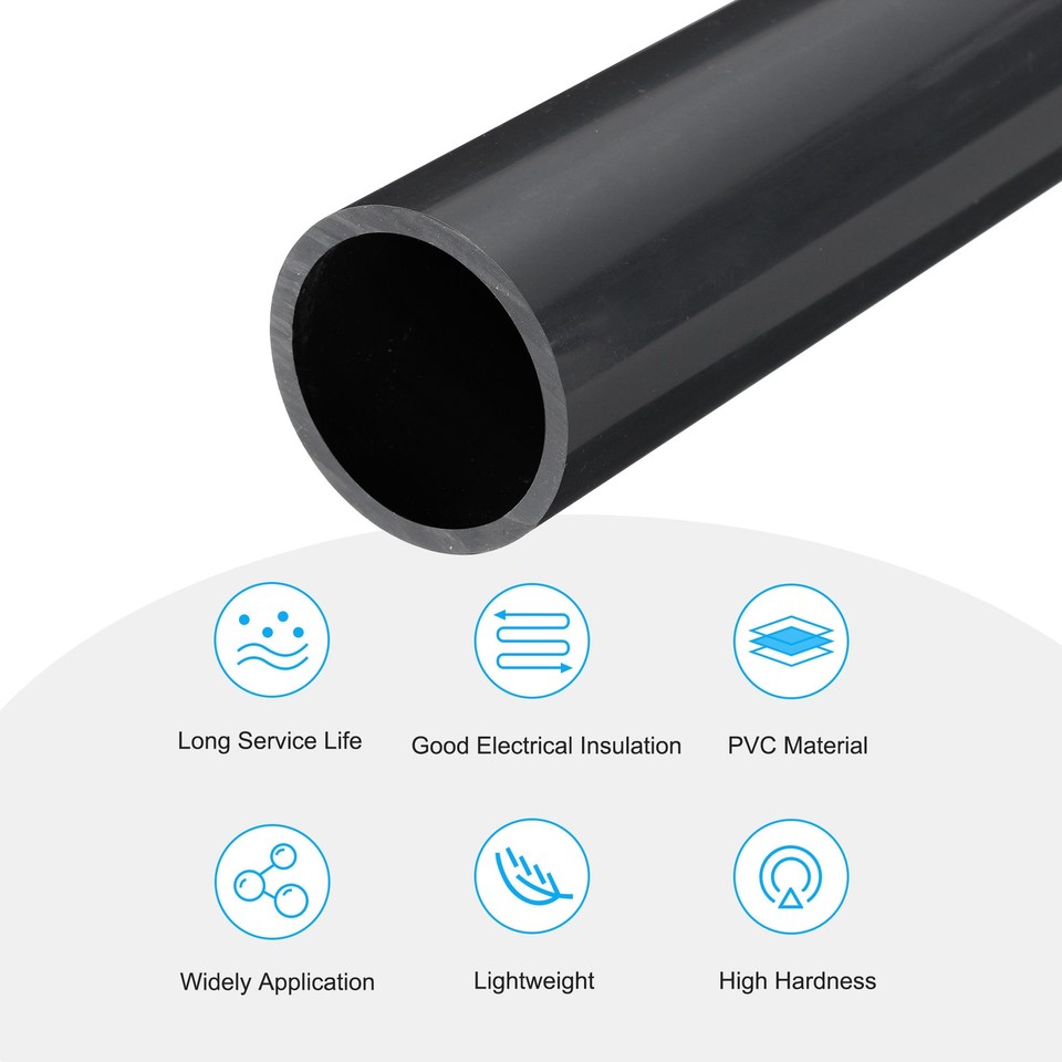 PVC Rigid Round Pipe 42.6mm ID 50mm 2" OD 350mm Dark Grey High Impact ...