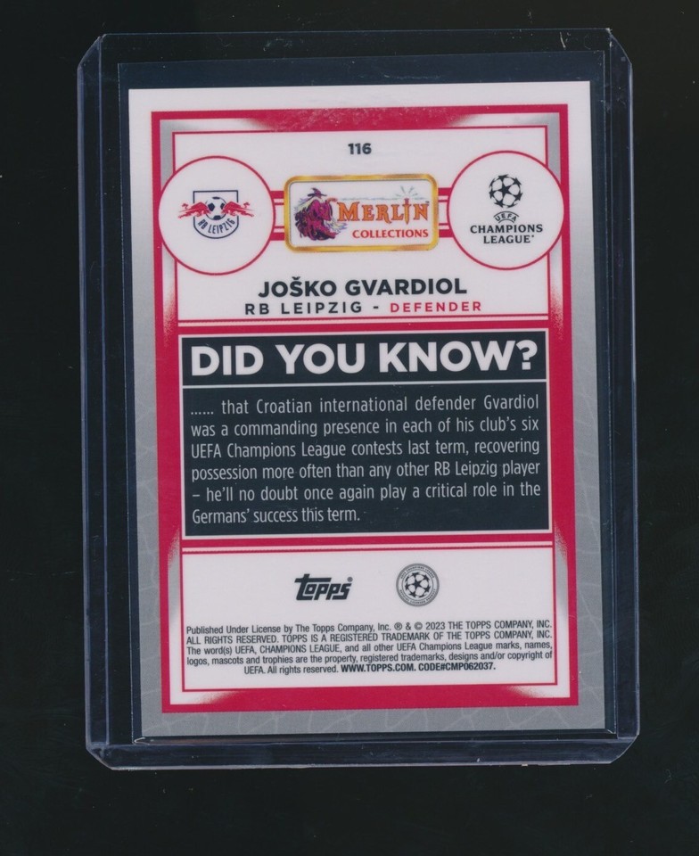 JOSKO GVARDIOL 2022-23 TOPPS MERLIN NEON GREEN SHIMMER REFRACTOR 165/ ...