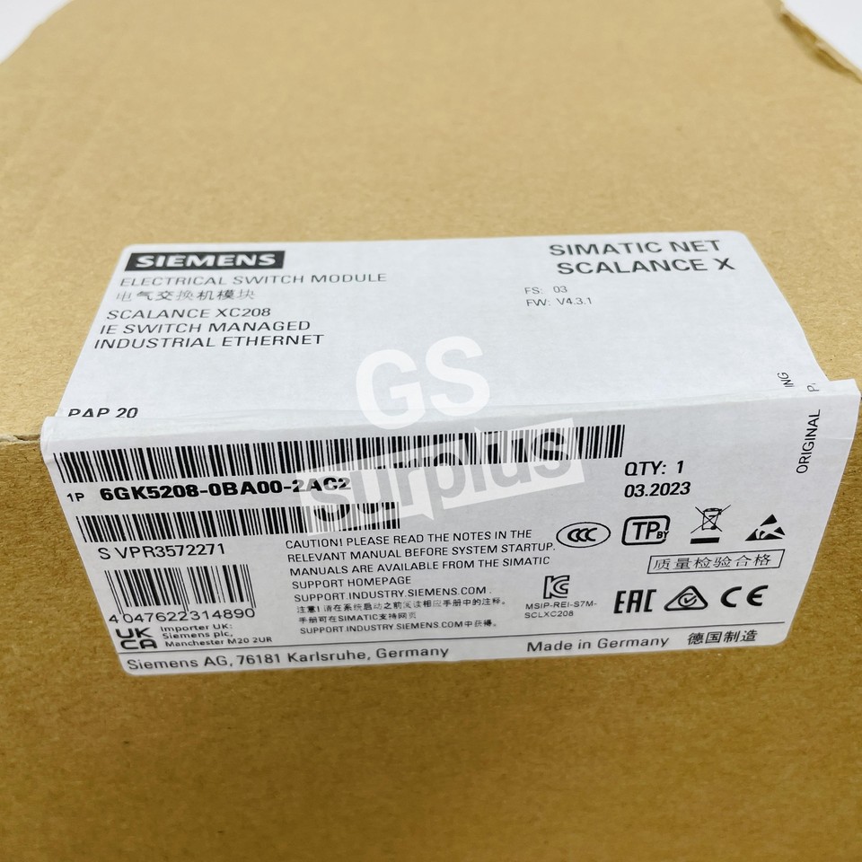 SIEMENS 6GK5208-0BA00-2AC2 SIMATIC NET SCALANCE X Switch Module (New ...