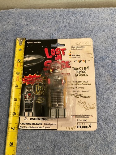 NOS LOST IN SPACE ROBOT B-9 TALKING KEYCHAIN SIGNED BY BOB KINOSHITA & BOB MAY | eBay
