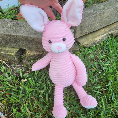 Walgreens Happy Go Fluffy Pink Bunny lovey Plush Ribbed Corduroy 17 ...