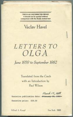 Vaclav HAVEL / Letters to Olga June 1979 to September 1982 Proof 1st ed ...