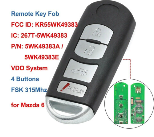 Smart Remote Car Key Fob FSK 315MHz 4 Buttons 4D63 Chip for Mazda 6 ...