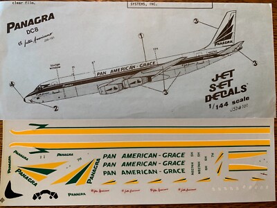 1/144 Jet Set DOUGLAS DC-8: PANAGRA Pan Am-Grace Airlines Decals OOP ...