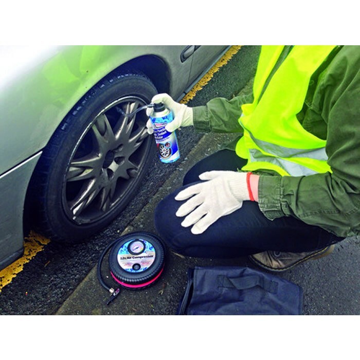 Car Tyre Emergency Puncture Repair Kit 12v Air Compressor Pump Inflator ...