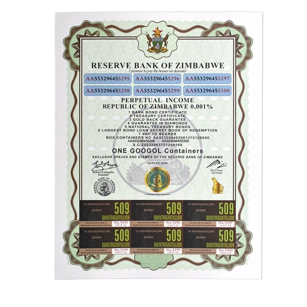 Zimbabwe ONE GOOGOL Containers Banknotes Paper Money Notes UNC | eBay UK