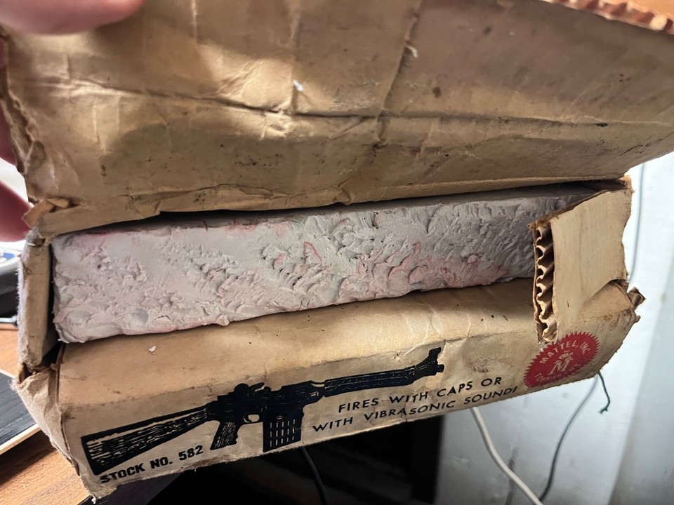 RARE Vintage 1958 Mattel FIREBOLT Machine Gun Toy Cap Gun BOX ONLY | eBay