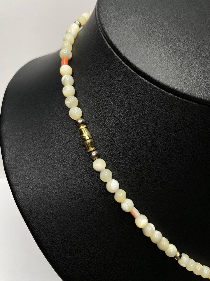 Vintage Chinese Cloisonne Coral Balamut Mother Of Pearl Enamel Necklace ...
