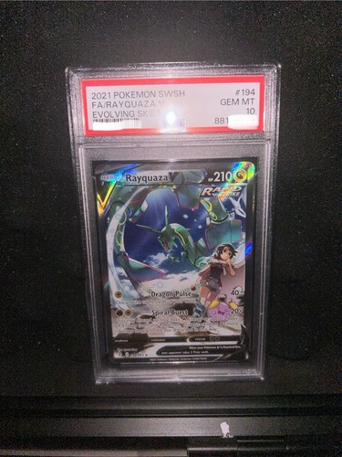 PSA 10 GEM MINT Rayquaza V Evolving Skies Alternate Alt Art Pokemon ...